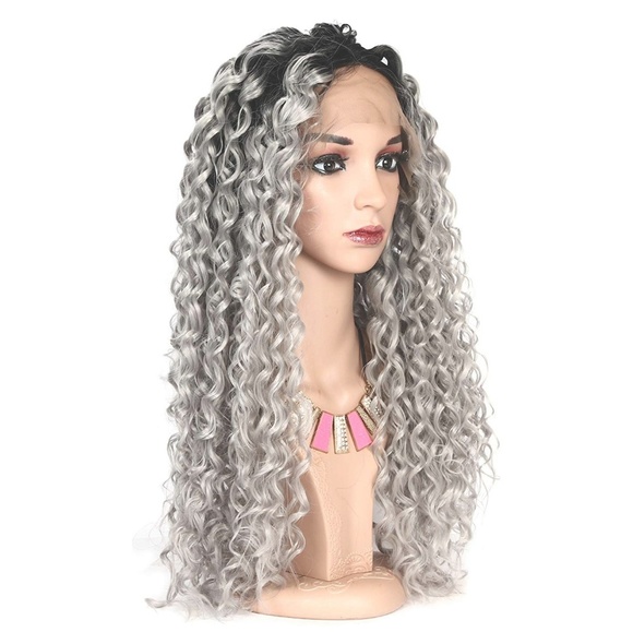 Accessories | Silver Gray Curly Lace Front Wig | Poshmark